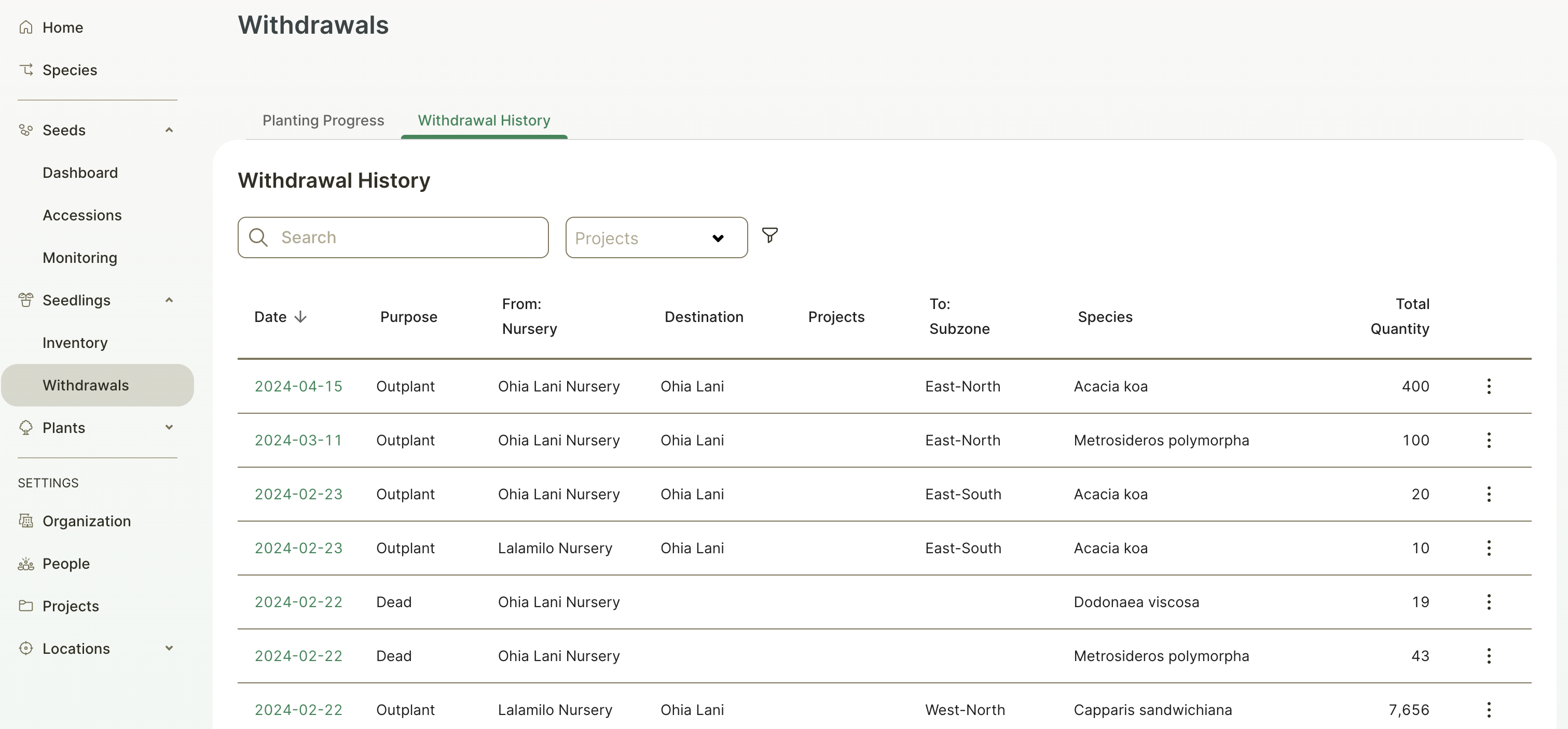 Withdrawal History – Knowledge Base